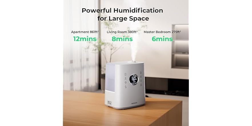 Homvana Humidifiers for Bedroom Large Room, 6.5L Top-Fill Wa (Open Box)