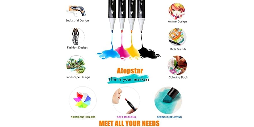 ATOPSTAR 80 Colors Alcohol Markers