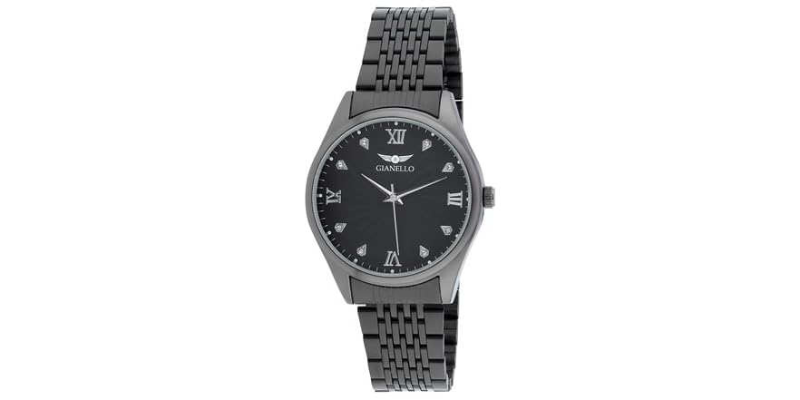 Gianello Diamond Dial Round Link Watch