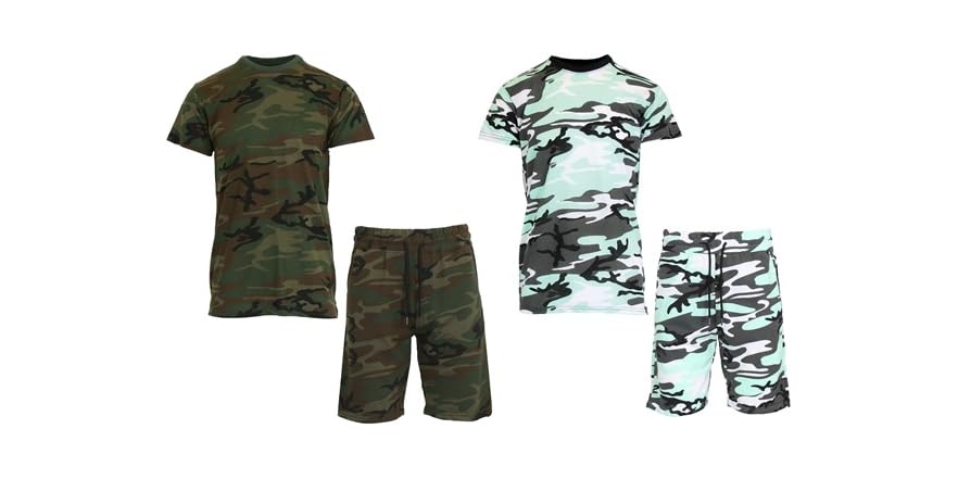 Mens 2 or 4 PC Camo Short Set