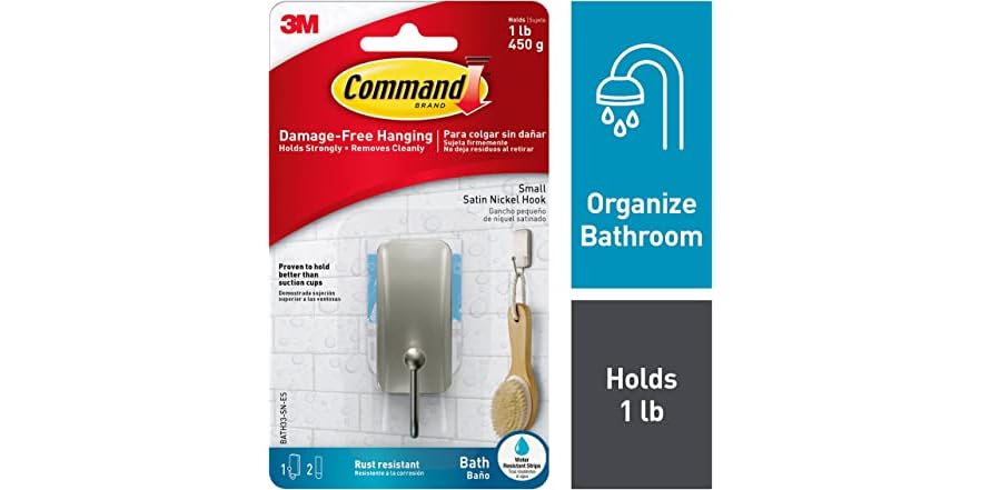 Command Bath Hooks, 4 Count