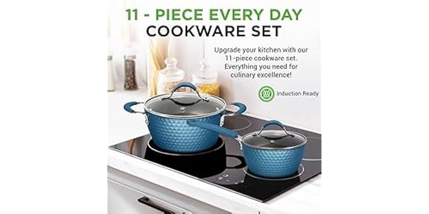 NutriChef Cookware Set 11pc Blue