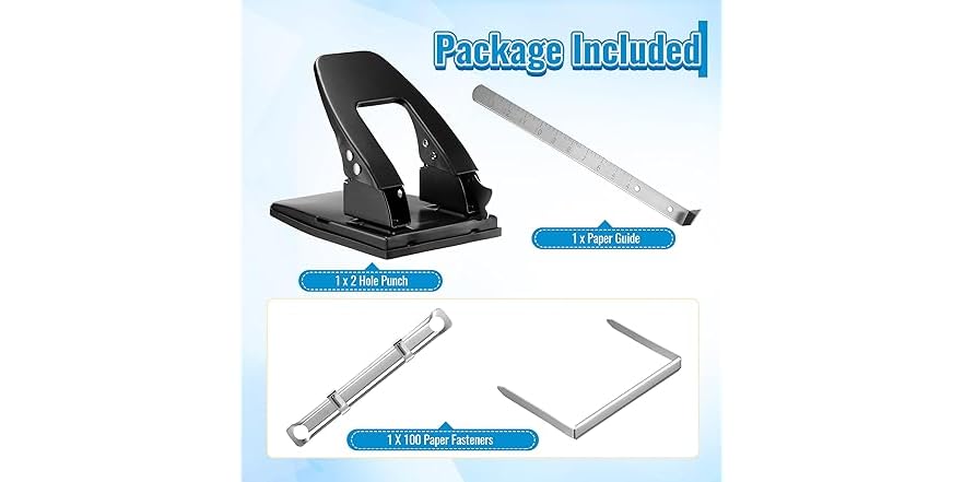 2 Hole Punch & 100 Prong Paper Fasteners