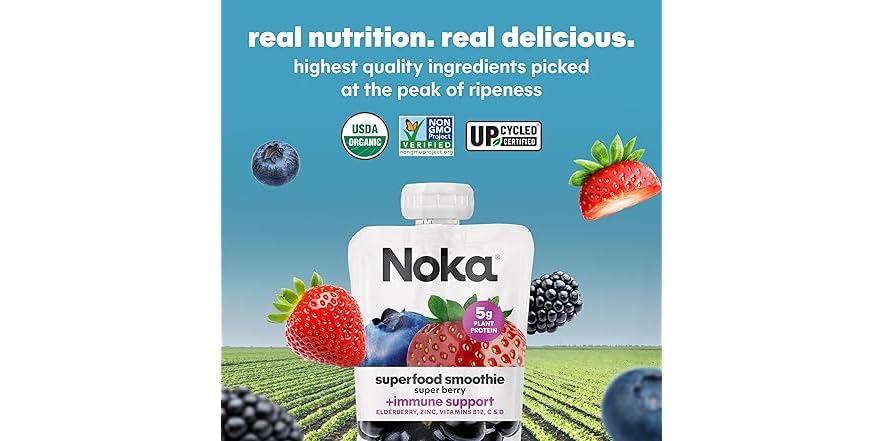 (6PK) Noka Organic Superfood Fruit Smoothie Pouches
