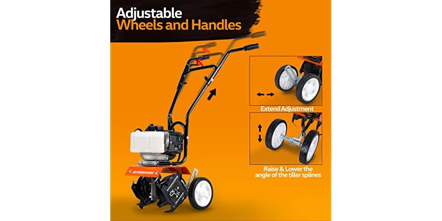 SuperHandy Gas Motor Mini Tiller & Cultivator