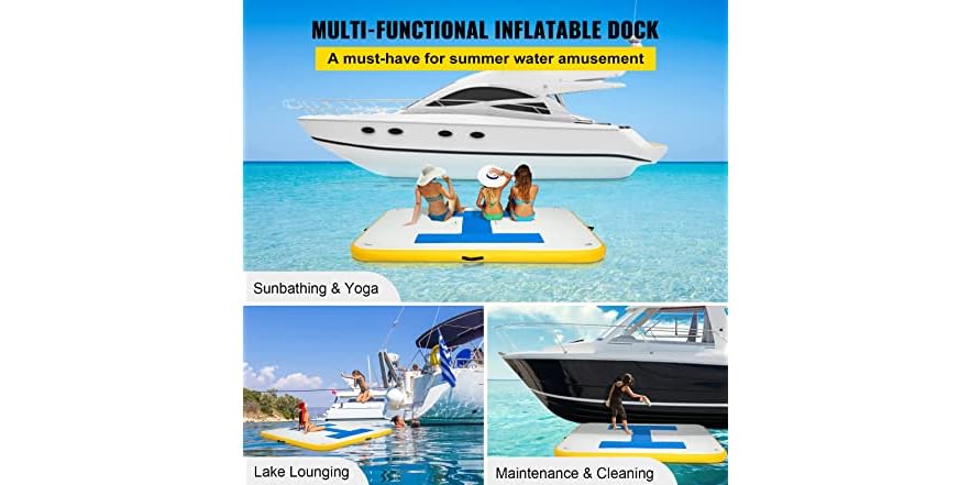 VEVOR Inflatable Dock Floating Platform 6' x 5'