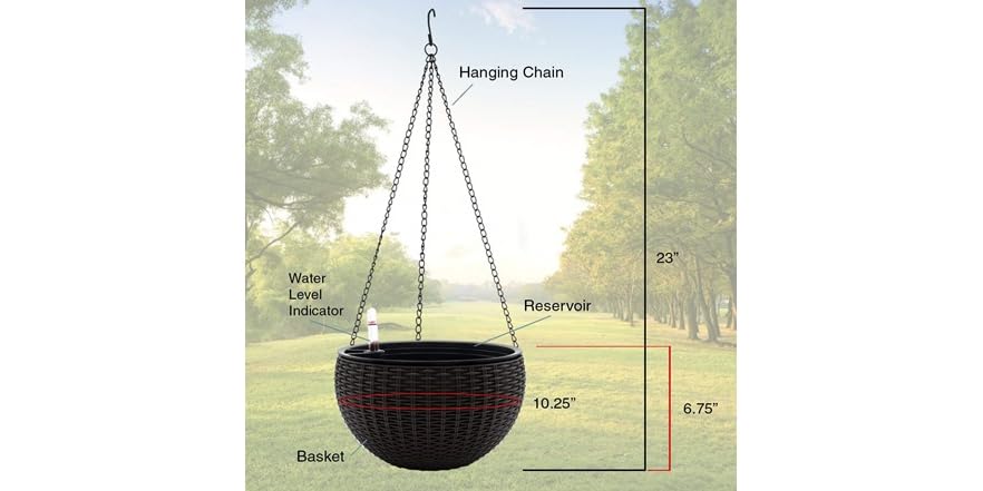 Round Self-Watering Hanging Planter