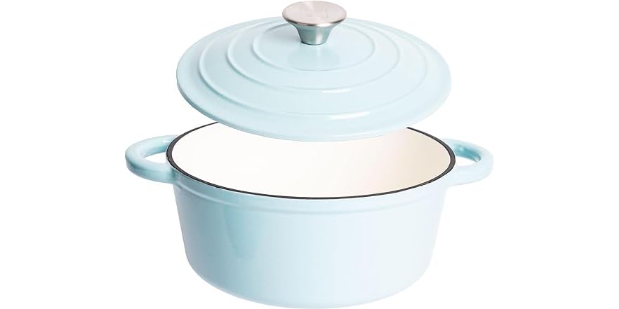 Light Blue Cast Iron Enameled Dutch Oven