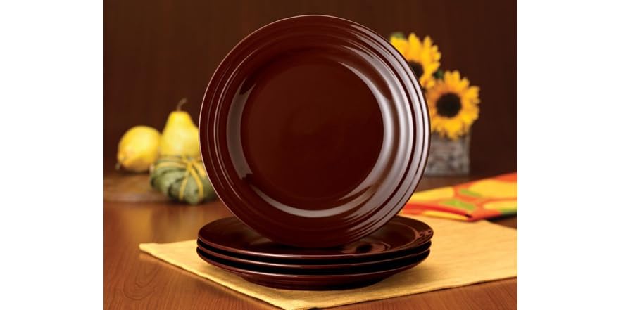 Brown Dinner Plates Set of (4) 11"