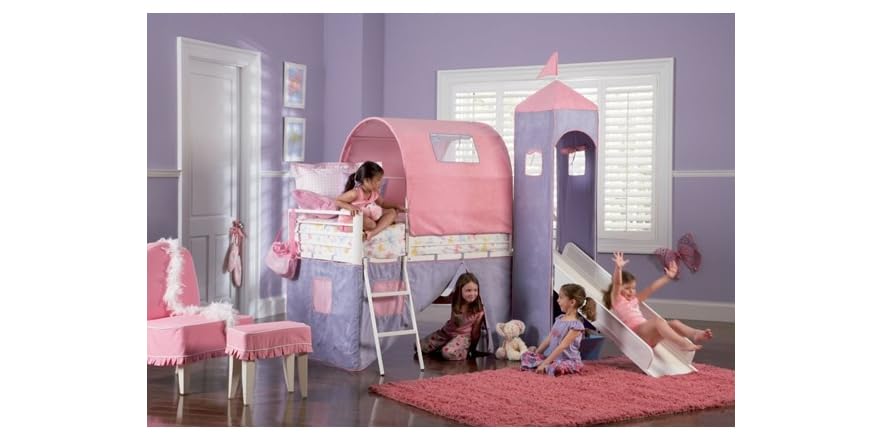 Princess Castle Loft Bed w/Tent & Slide