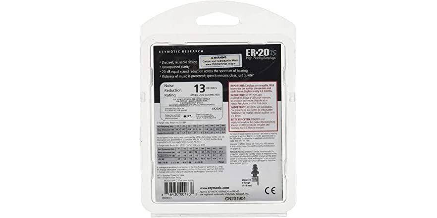 Etymotic Research ER20XS High-Fidelity Earplugs