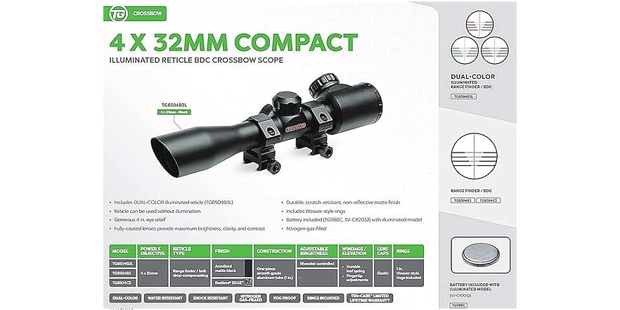 TruGlo Compact Crossbow Scope w/ Rings