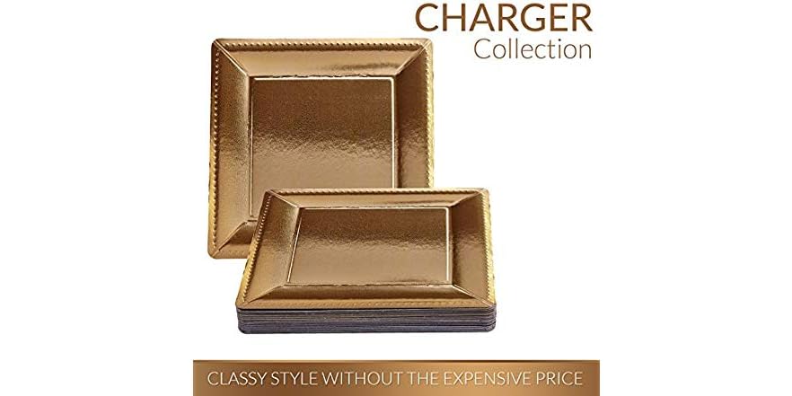 DISPOSABLE SQUARE CHARGER PLATES 20 pc