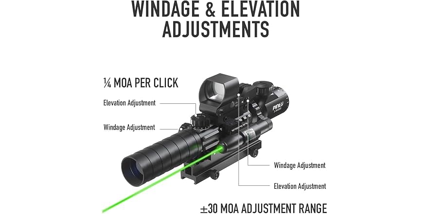 PINTY Rifle Scope Red Dot Laser Combo