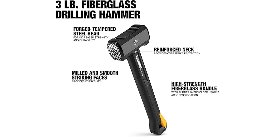 ToughBuilt TB-H1-1DR-F3 3lb Fiberglass Drilling Hammer