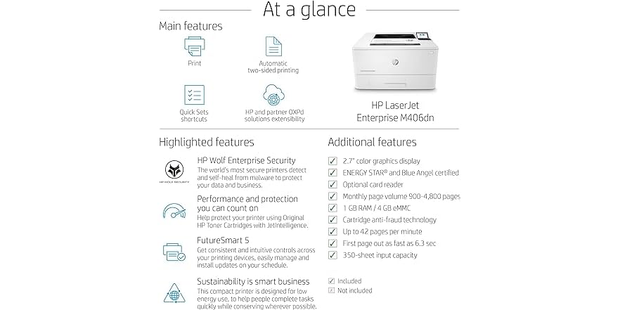 hp HP-M406DN-DSPrime Hp LaserJet M406DN Printer whi (Open Box)
