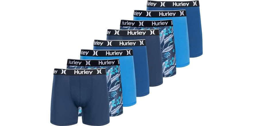 Hurley Men's 8 Pack Printed Boxer Briefs