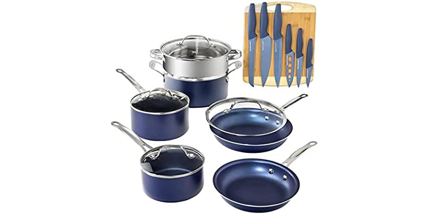Granitestone 17 Piece Blue Nonstick Cookware Set