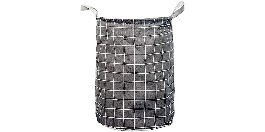 Collapsible Round Storage Bag, Grey, 12.9" x 16.9"