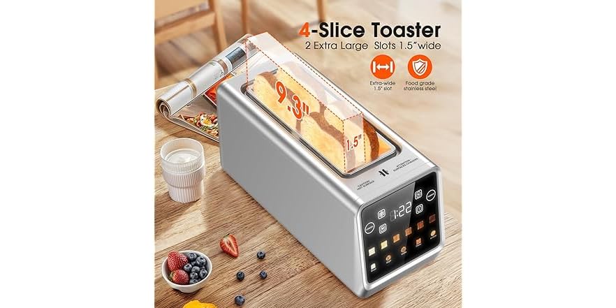 4 Slice Touch Screen Toaster Wide Slot
