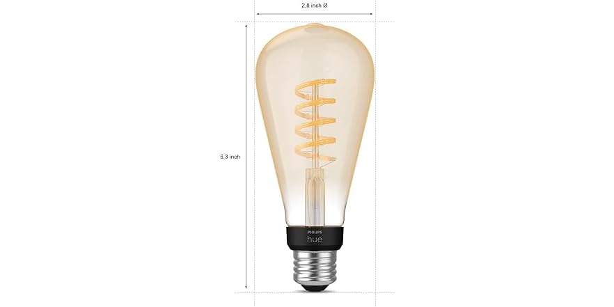 Philips Hue Smart 60W ST23 Filament LED Bulb, 2 Pack