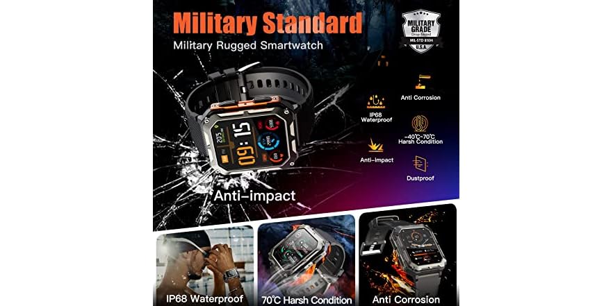 meoonley Military Rugged Smartwatch