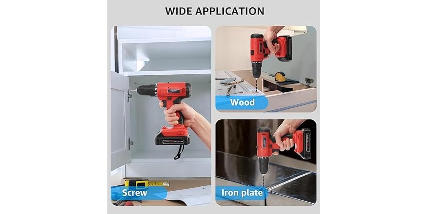 MANUSAGE 20V Cordless 2 Speed Power Drill Kit