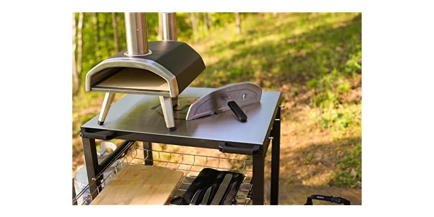NUUK Double-Shelf Rolling Outdoor Pizza Oven Table