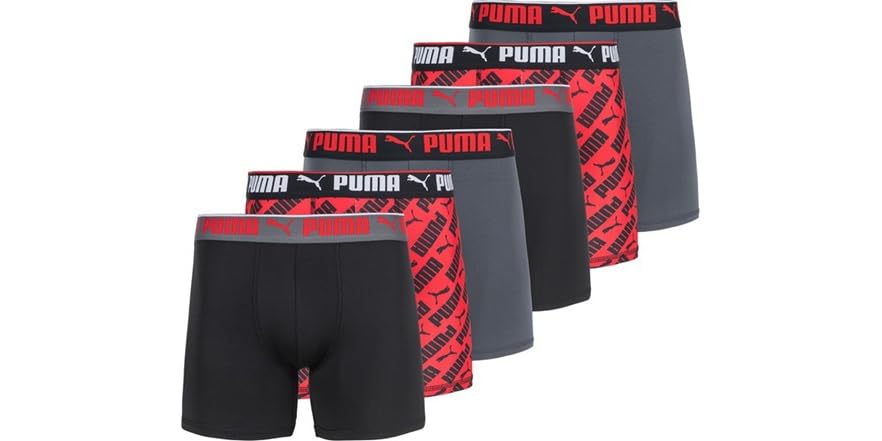 PUMA Mens 6 Pk Sport Boxer Briefs