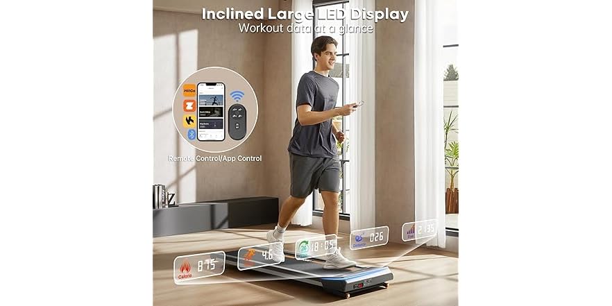 HitGo 2-in-1 Under Desk Treadmill with 9% Auto Incline