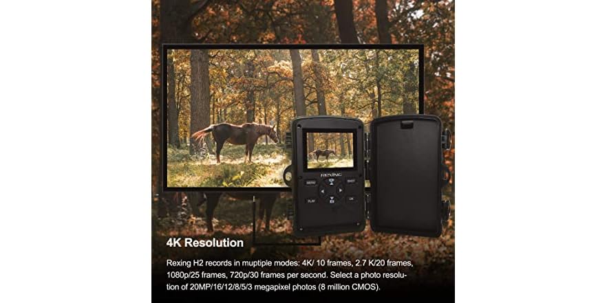 REXING Woodlens H2 - 4K Wi-Fi Trail Camera, 20MP CMOS Motion Sens (Open ...