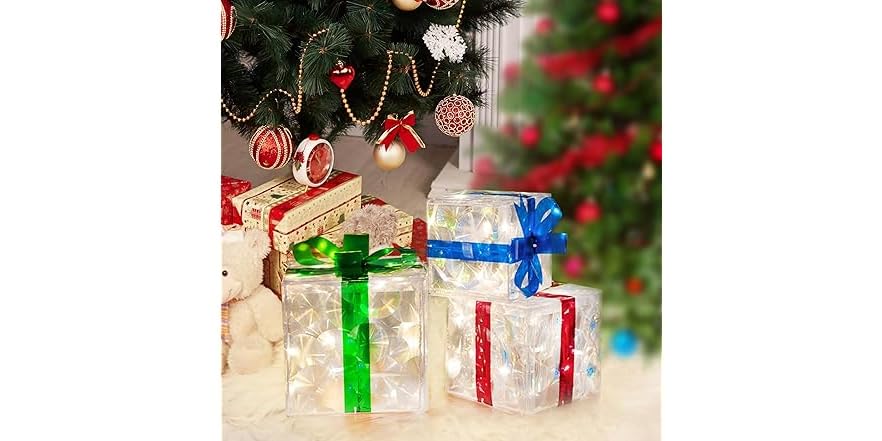 Set of 3 Christmas Lighted Gift Boxes
