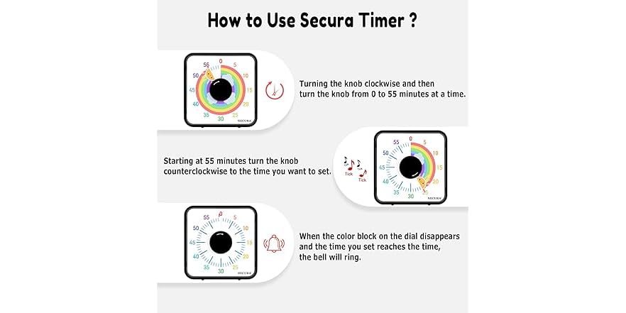 Secura Secura 60-Minute Visual Timer, 7.5 Inch