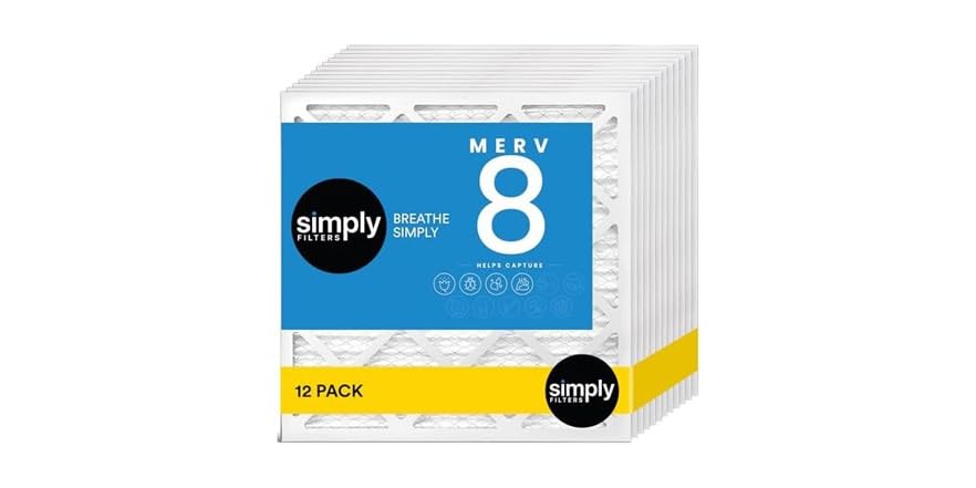 Simply Air Filter Merv 8 MPR 600, 12pk AC Furnace & HVAC (Open Box)