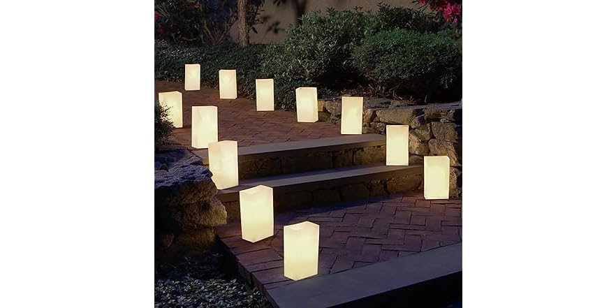 Battery Operated LED Luminaria Kit, White - Set of 12