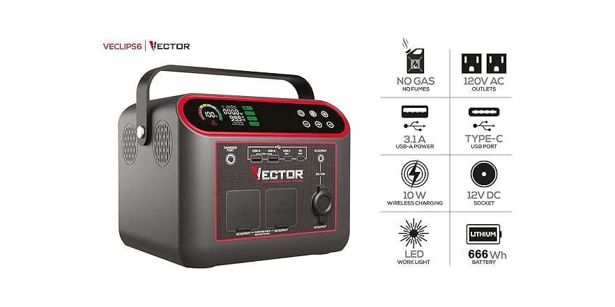 VECTOR VECLIPS6 733 Watt Lithium Portable Power Station