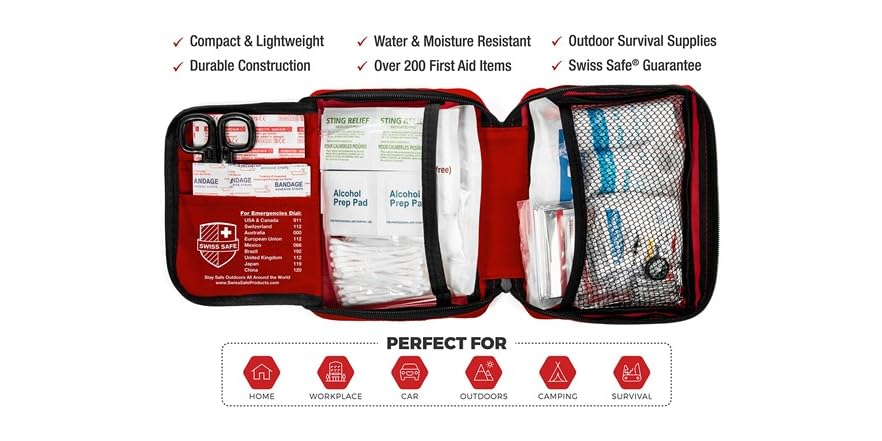 Swiss Safe First Aid Kit (200-Piece)