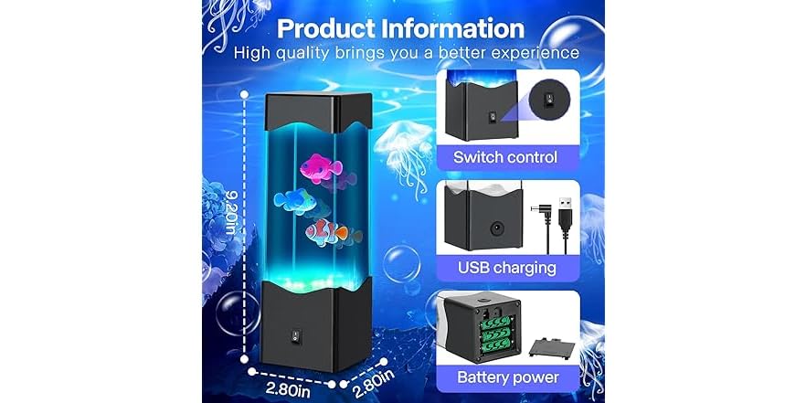 Fish Tank Lamp, USB Powered Aquarium Night Light