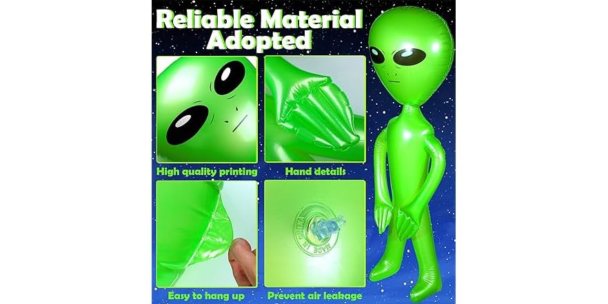 6 Pcs Blow Up Alien Inflatable Balloons