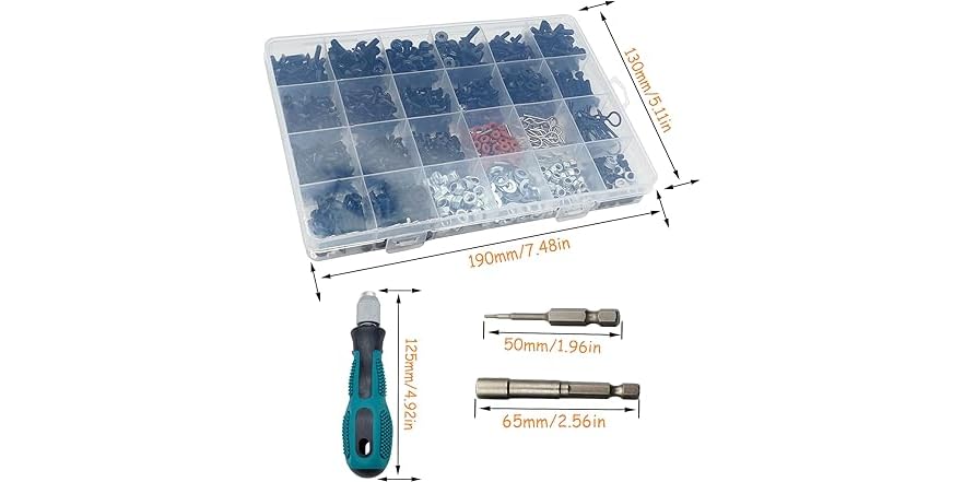 1000PC RC Screw & Screwdrivers Kit