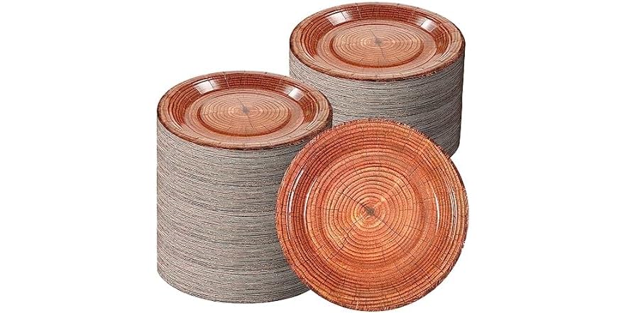 120 Pack 7 Inch Wood Grain Paper Plates