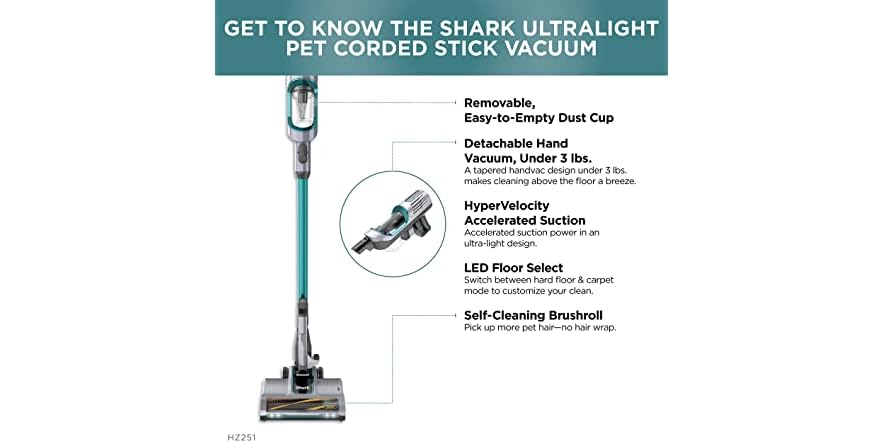 Shark Ultralight Corded Stick Vac, S&D