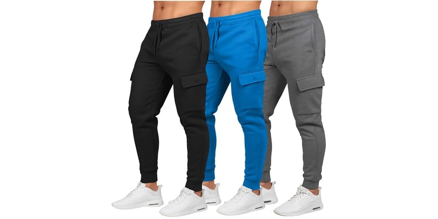 3Pk Mens Fleece-Lined Cargo Joggers