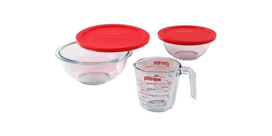 Pyrex Smart Essentials 5-Piece Glass Mixing Bowl Set