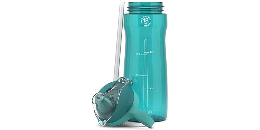 Pogo Bottle with Soft Straw Lid, 18 oz, Teal