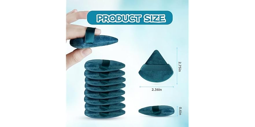8 Pieces Triangle Powder Puff Peacock Blue