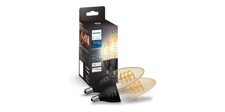 Philips Hue Smart 40W Candle-Shaped Filament LED Bulb - 2 Pack