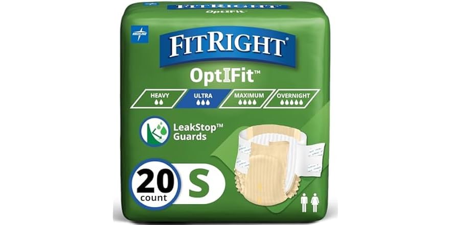 FitRight Ultra Adult Diapers 20 Count, Small