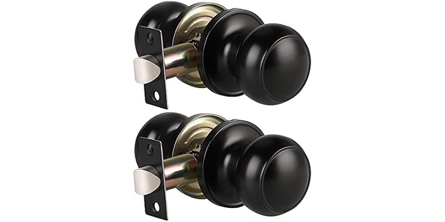 2 Pack Matte Black Interior Door Knobs