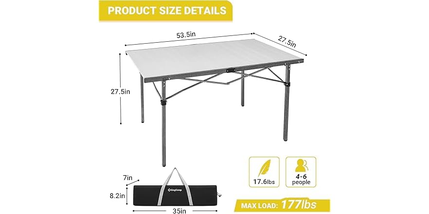 KingCamp Portable Stable Table